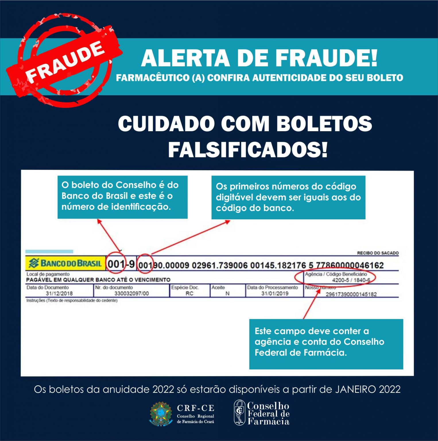 Alerta de fraude! FARMACÊUTICO (A) CONFIRA AUTENTICIDADE DO SEU BOLETO ...