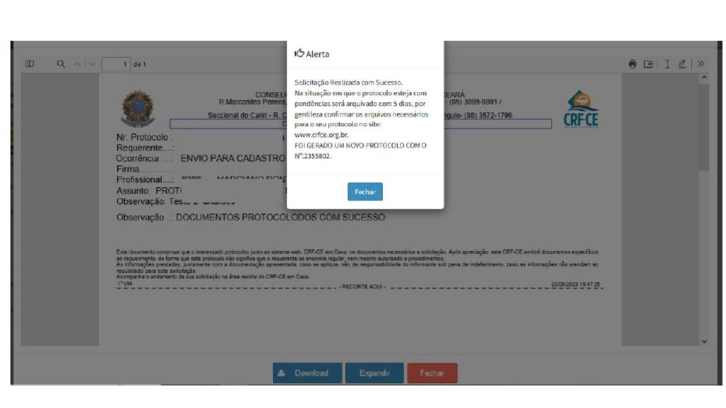 Protocolar Documentos – CRF-CE