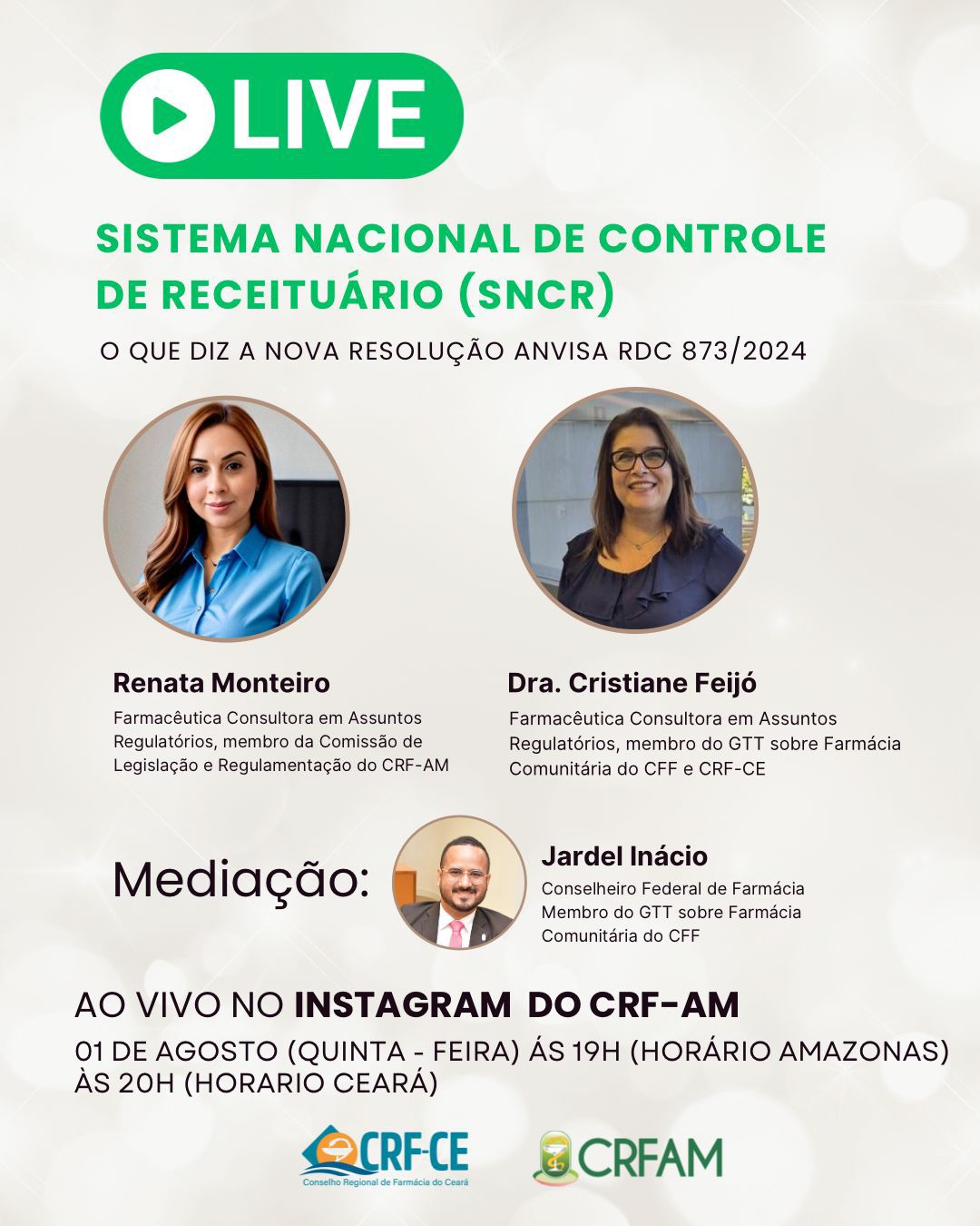 CRF-AM e CRF-CE realizam nesta quinta-feira, 01, uma live imperdível ...